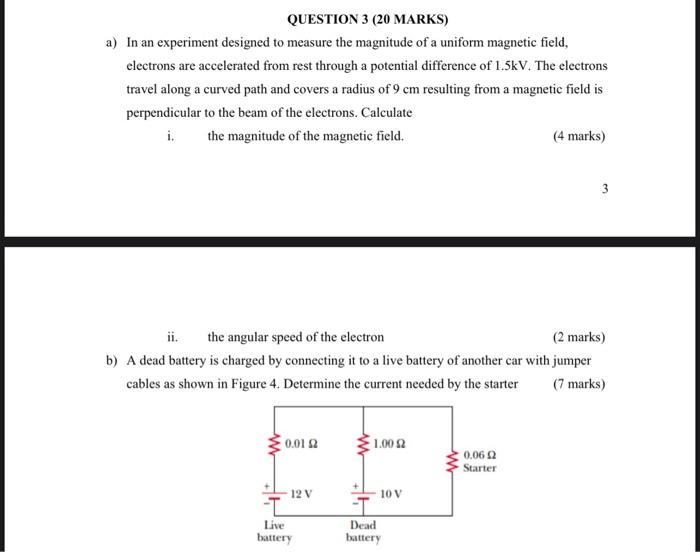 QUESTION 3 (20 MARKS) a) In an experiment designed to | Chegg.com
