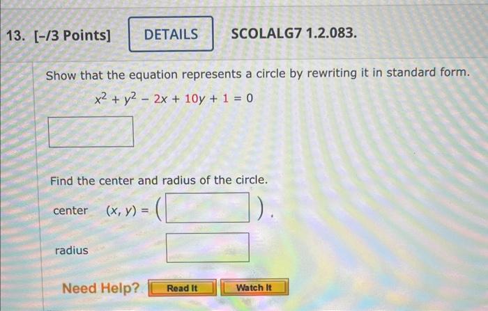 Solved Show that the equation represents a circle by | Chegg.com