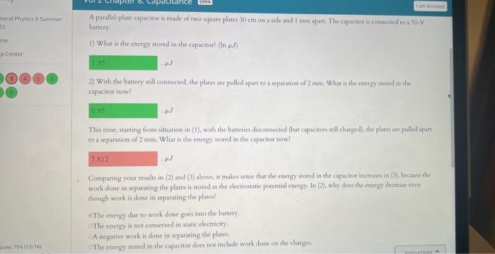 Solved A parallel-plate capocitor is made of two square | Chegg.com