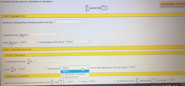 Solved 20 points, les we selles for convergence of | Chegg.com