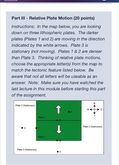 Solved Part III - Relative Plate Motion (20 points) | Chegg.com