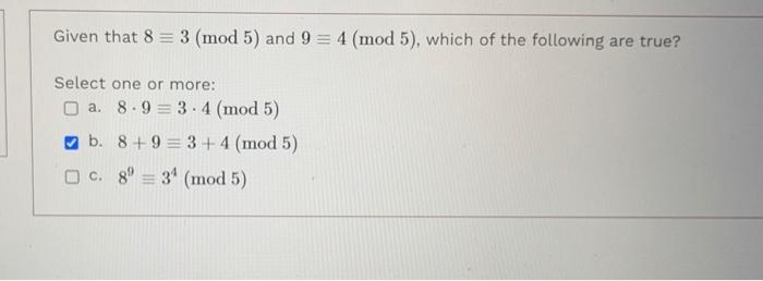 Solved List five integers that are congruent to 4 modulo 10 | Chegg.com