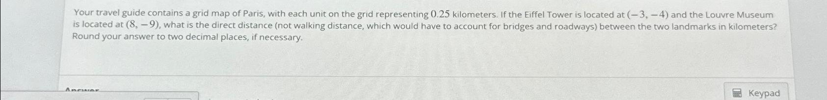 Solved Your travel guide contains a grid map of Paris, with | Chegg.com