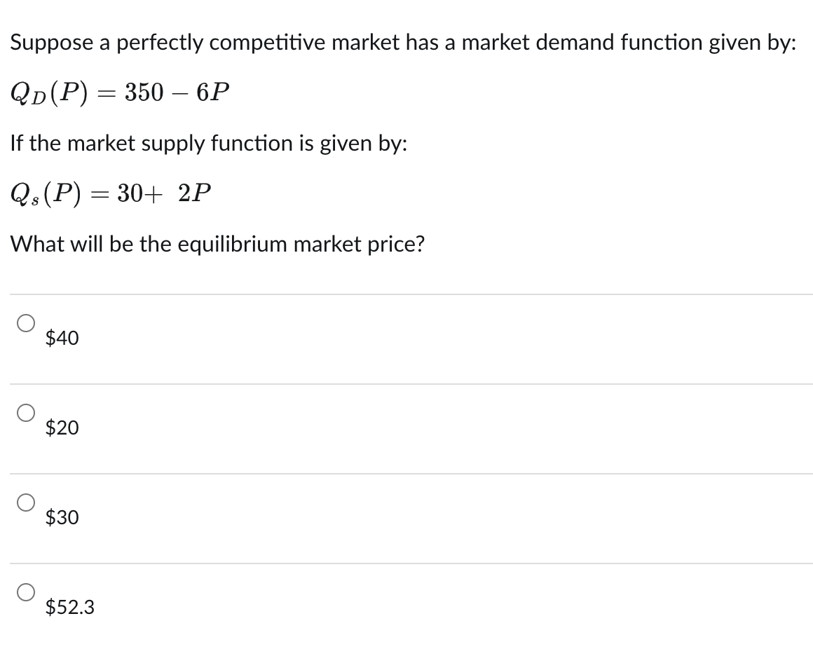 Solved Suppose a perfectly competitive market has a market | Chegg.com