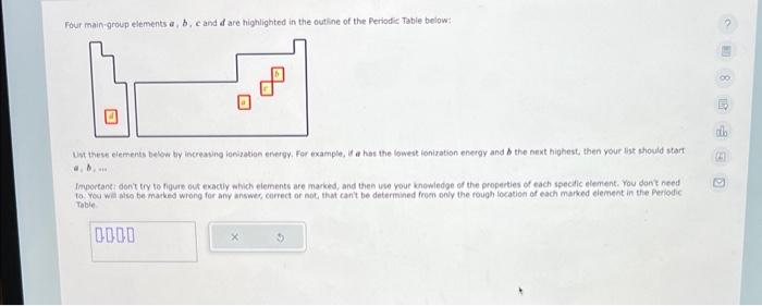 Solved Four main-group elements a,b,c and d are highlighted | Chegg.com