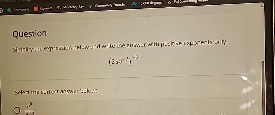 Solved QuestionSimplify the expression below and write the | Chegg.com
