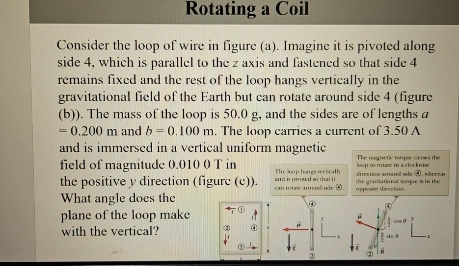 Solved Rotating a CoilConsider the loop of wire in figure | Chegg.com
