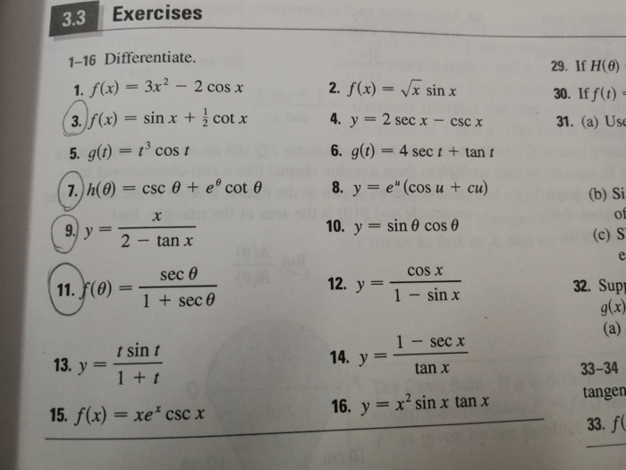 Solved Exercises 3.3 1-16 Differentiate. 29. If H(0) 2. | Chegg.com