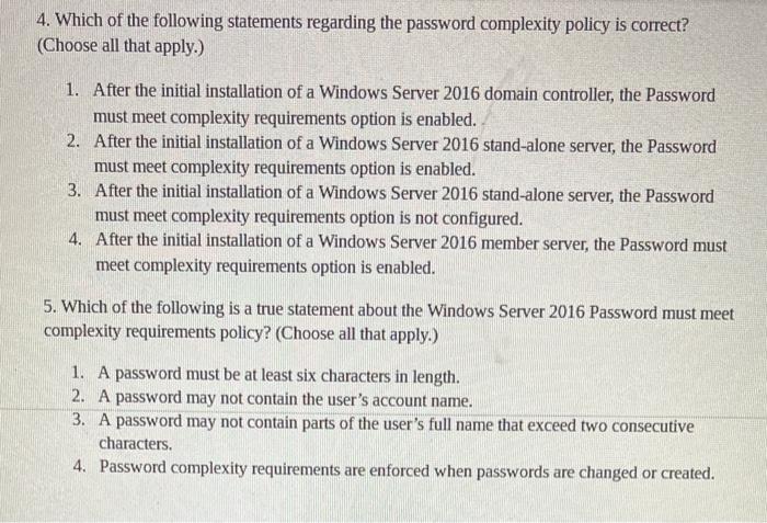 Solved Lab 11.3 Enforcing Password Complexity Requirements | Chegg.com