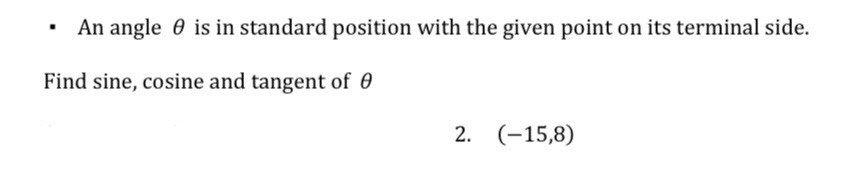 Solved An angle θ ﻿is in standard position with the given | Chegg.com