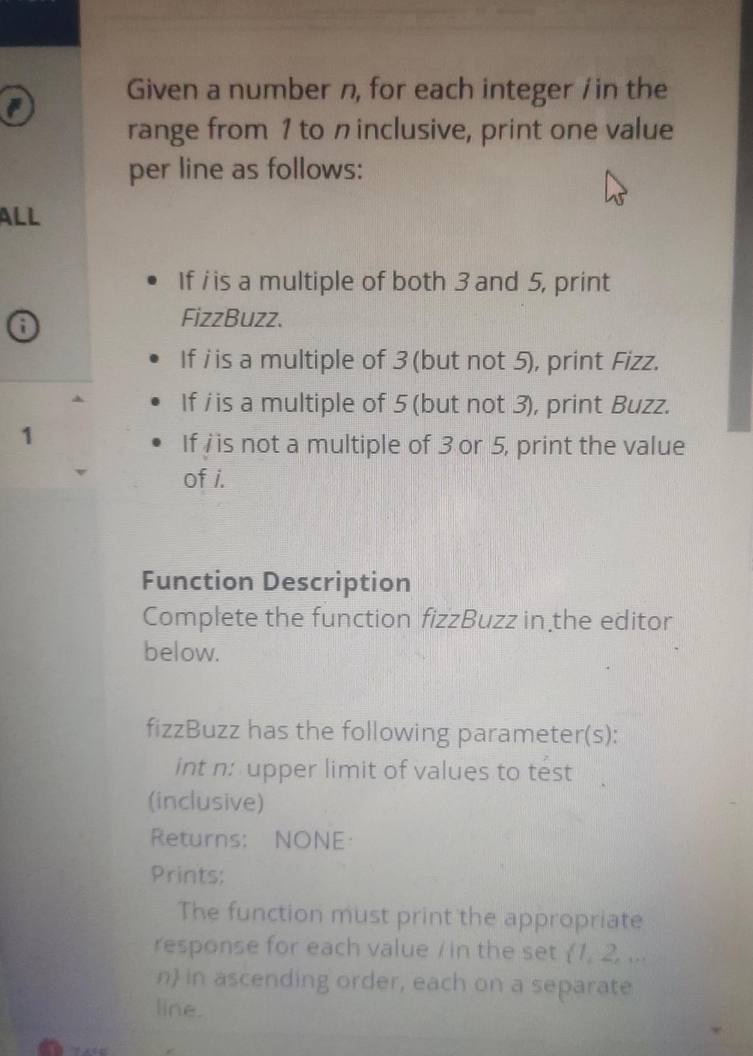 Solved Given a number n, ﻿for each integer i ﻿in the range | Chegg.com