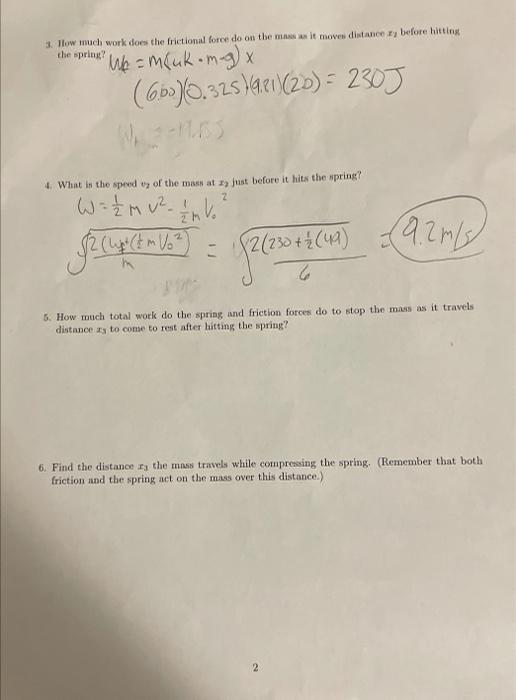 Solved Recitation 5 -Work and Energy PHYS 2350 (601; 602, | Chegg.com