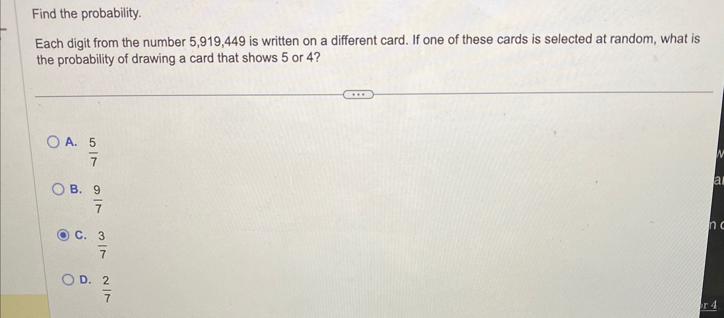 Solved Find the probability.Each digit from the number | Chegg.com