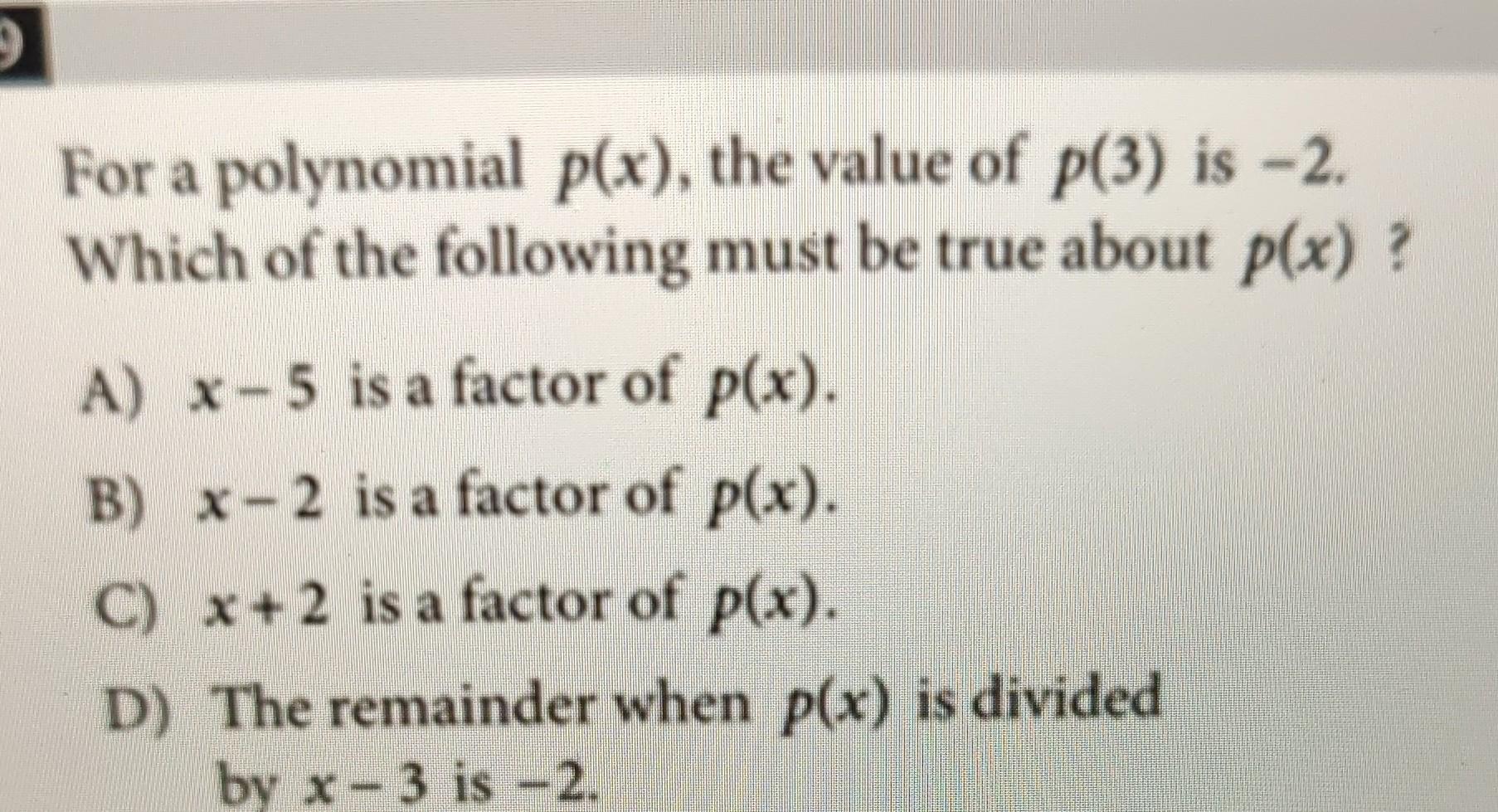 Solved Steps to solve thisFor a polynomial p(x), ﻿the value | Chegg.com