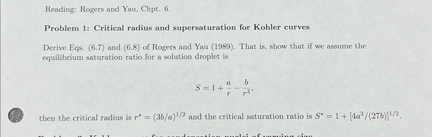 Solved Reading: A Short Cousre in Cloud Ohysics Rogers and | Chegg.com