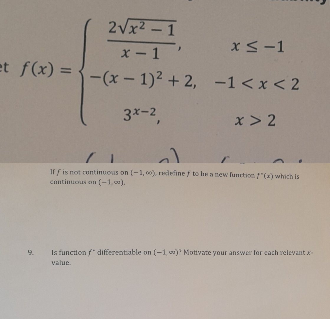 Solved f(x)={2x2-12x-1,x≤-1-(x-1)2+2,-12If f ﻿is not | Chegg.com