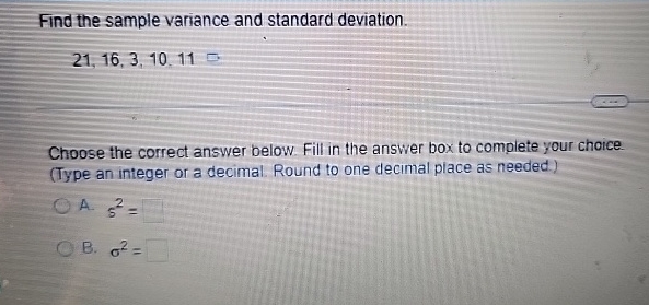 Solved Find the sample variance and standard | Chegg.com