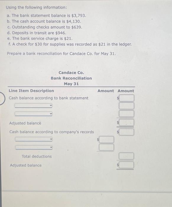 Solved Using the following information: a. The bank | Chegg.com
