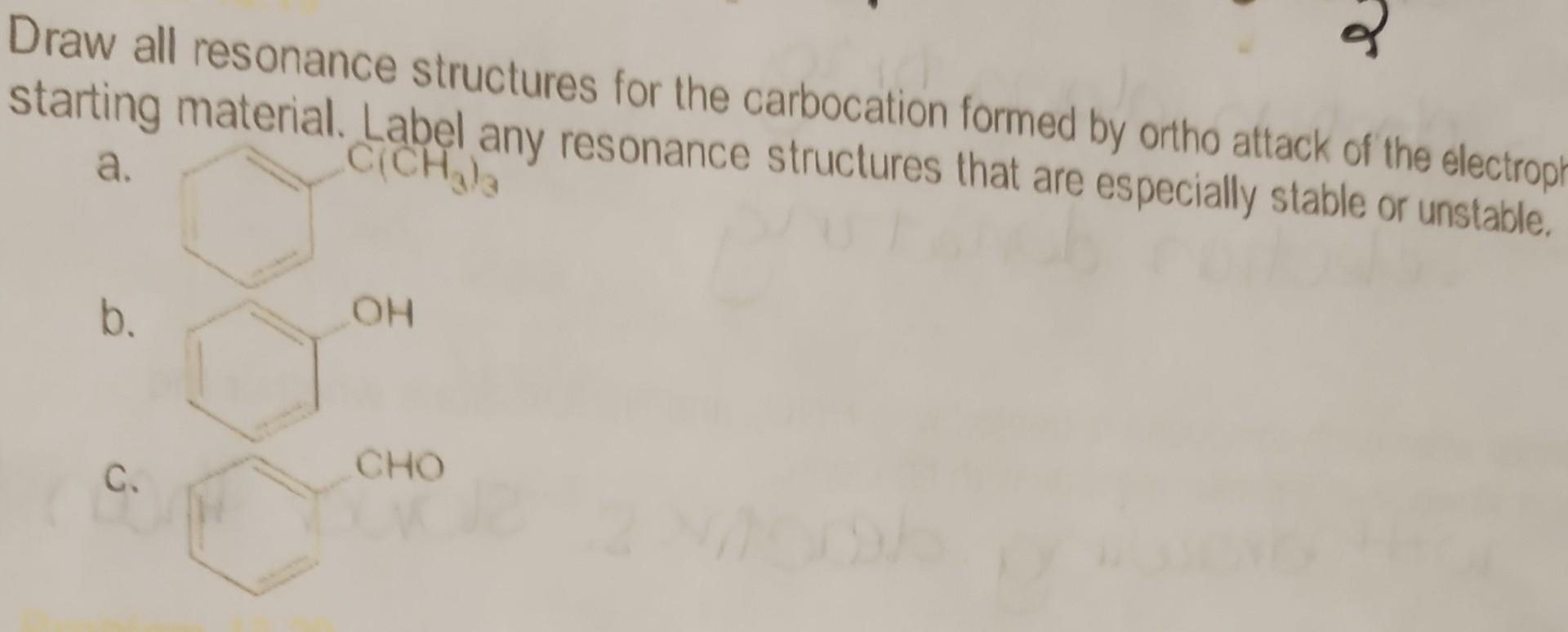 Solved Draw all resonance structures for the carbocation | Chegg.com