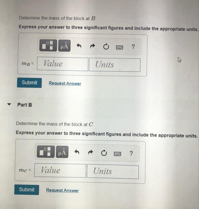 Solved In (Figure 1), the mass of the block at A is 26 kg. | Chegg.com