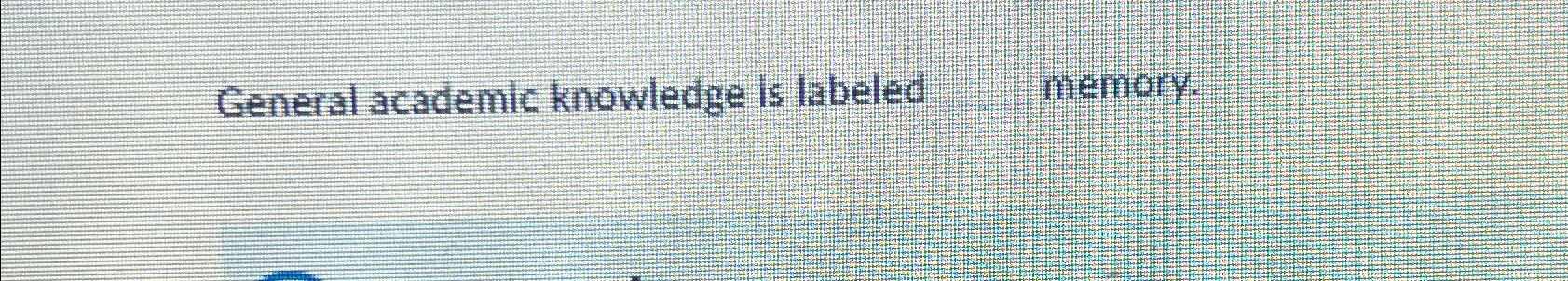 Solved General academic knowledge is labeled memory. | Chegg.com