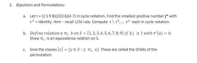 Solved Bijections and Permutations:a. ﻿Let | Chegg.com