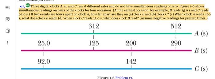 Solved 13 Three digital clocks A,B, and C run at different | Chegg.com