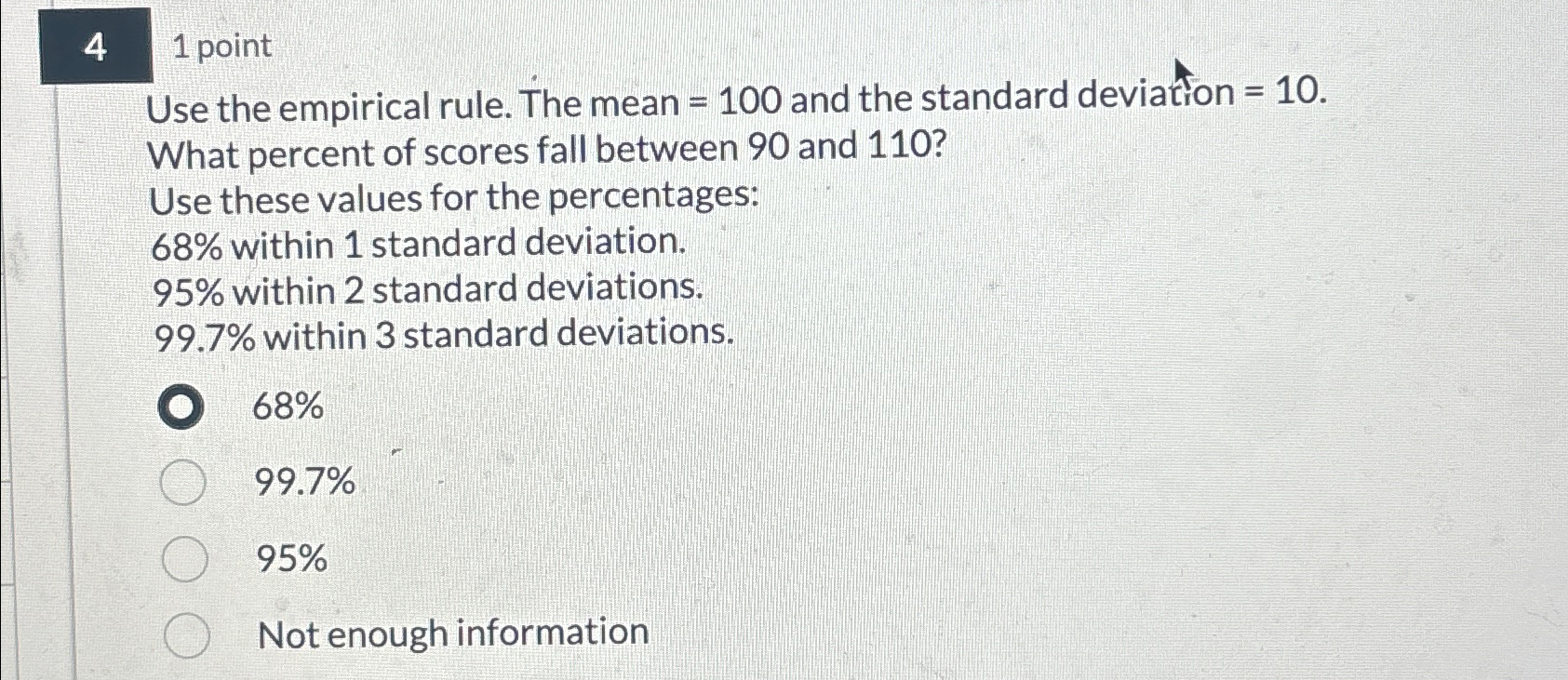 Solved 41 ﻿pointUse the empirical rule. The mean =100 ﻿and | Chegg.com