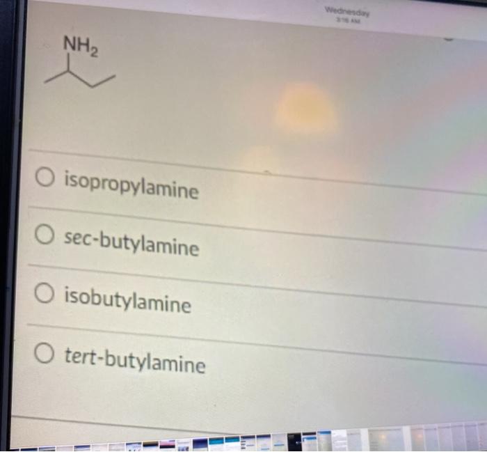 Solved Wednesday NH2 O isopropylamine sec-butylamine O | Chegg.com
