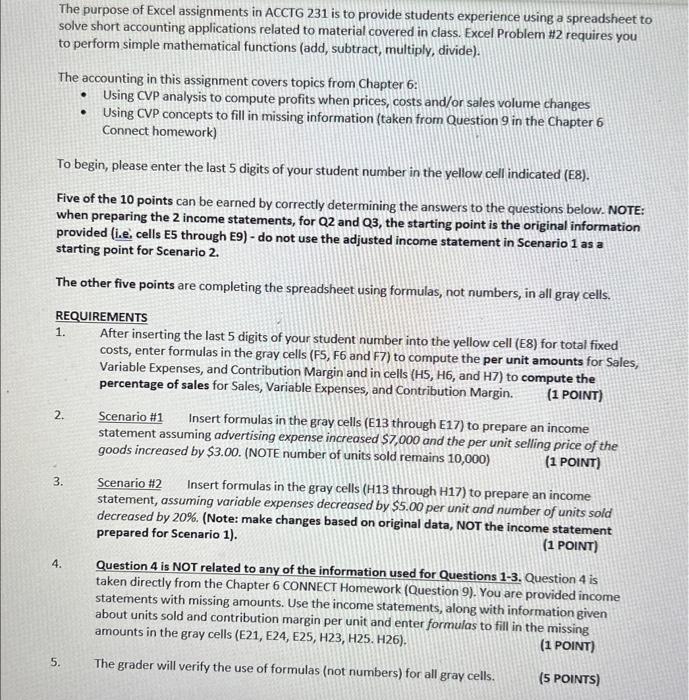 Solved ACCTG 231 - FALL, 2022 EXCEL PROBLEM 2 Due Friday, | Chegg.com