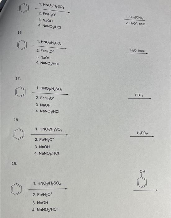 Solved 2. Fe/H3O+ 3. NaOH 2. H3O, heat 1. Cu2(CN)2 4. | Chegg.com