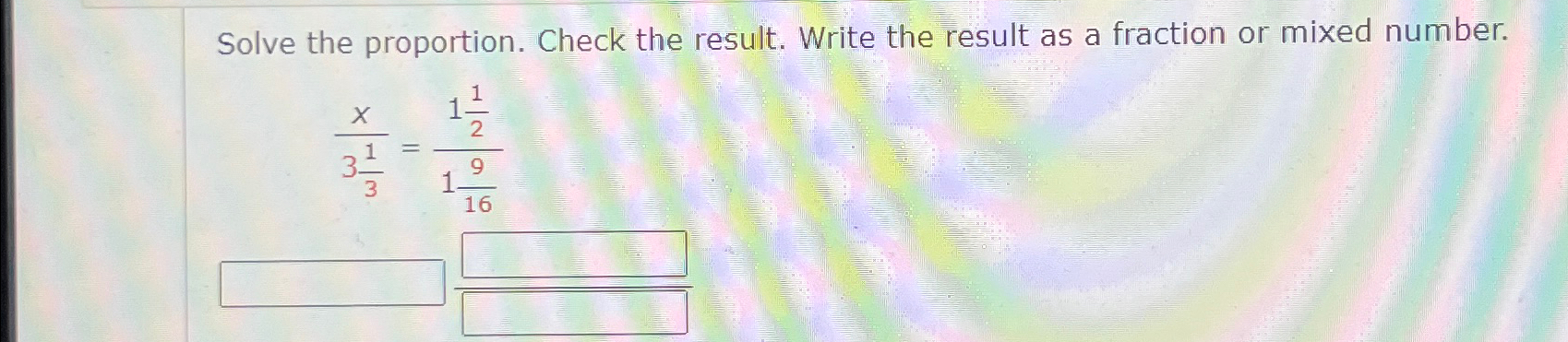 Solved Solve the proportion. Check the result. Write the | Chegg.com