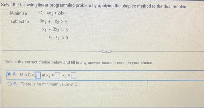Solved Solve the following linear programming problem by | Chegg.com