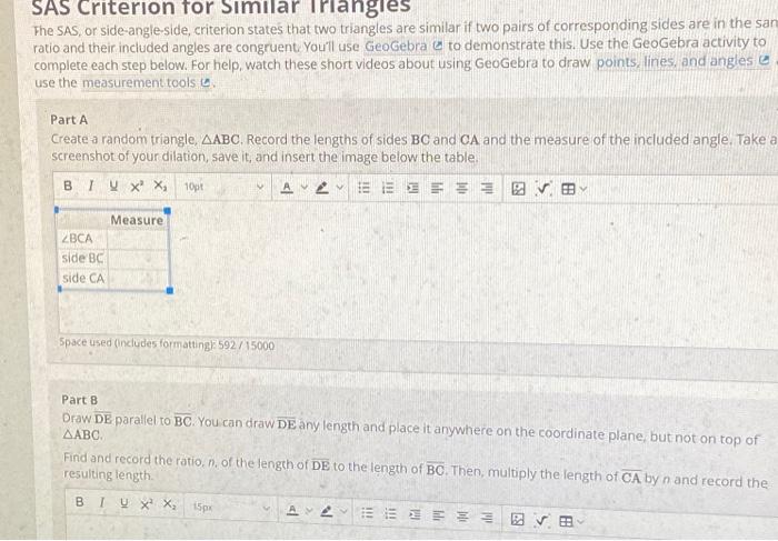 The SAS, or side-angle-side, criterion states that | Chegg.com
