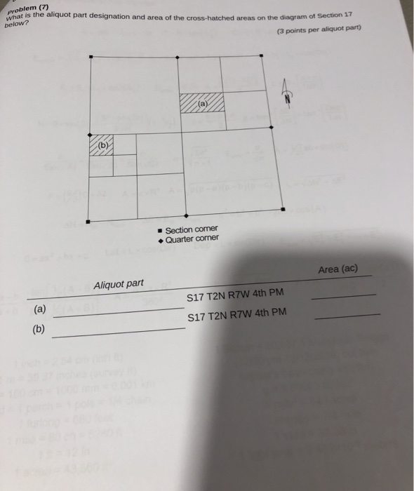 Solved problem (7) What is the aliquot part designation and | Chegg.com