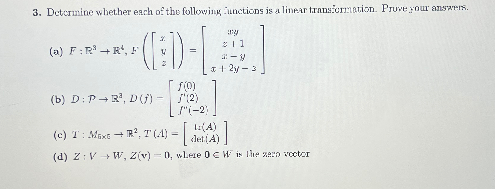 Solved Determine whether each of the following functions is | Chegg.com