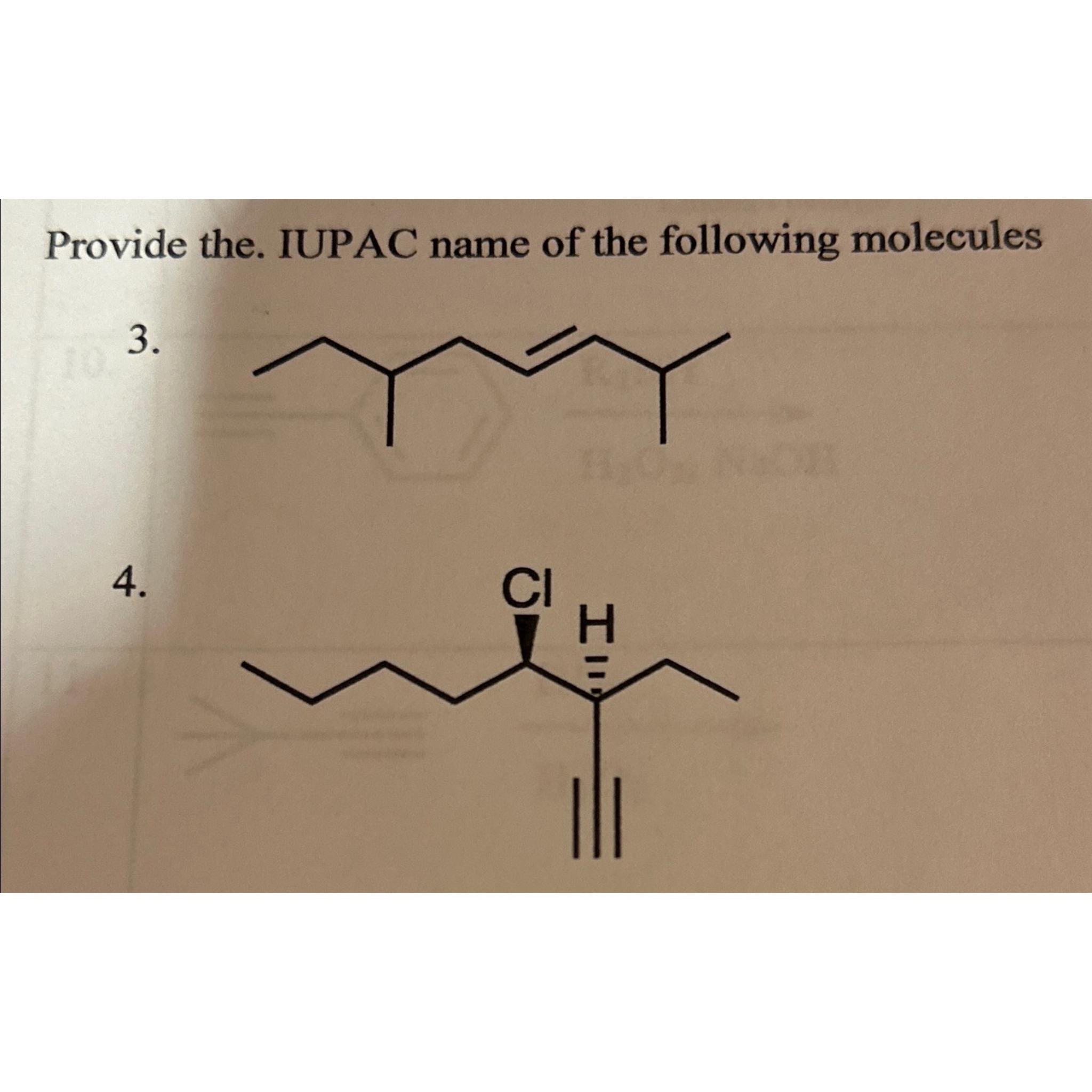 Solved Provide the. IUPAC name of the following | Chegg.com