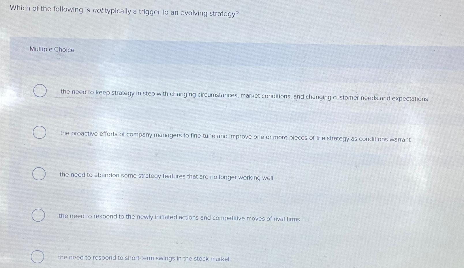 Solved Which of the following is not typically a trigger to | Chegg.com