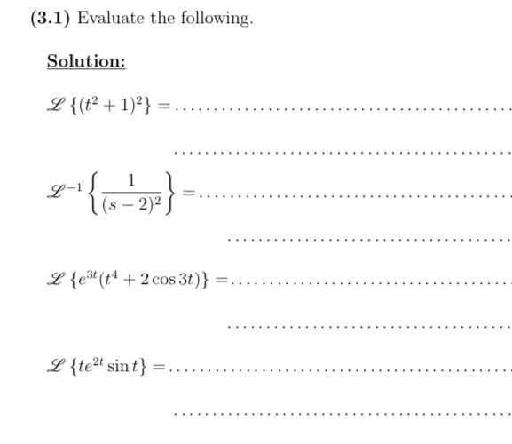 Solved (3.1) ﻿Evaluate the | Chegg.com
