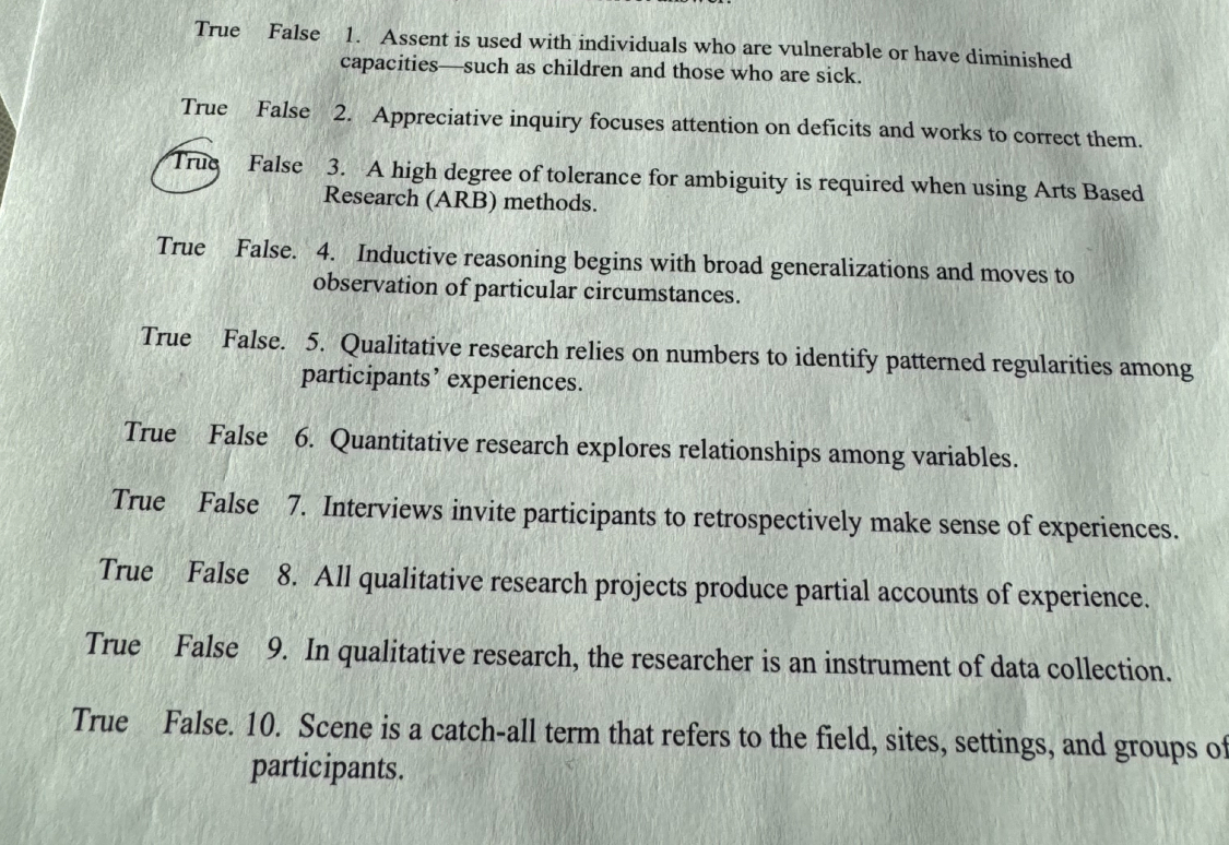 Solved True False 1. ﻿Assent is used with individuals who | Chegg.com