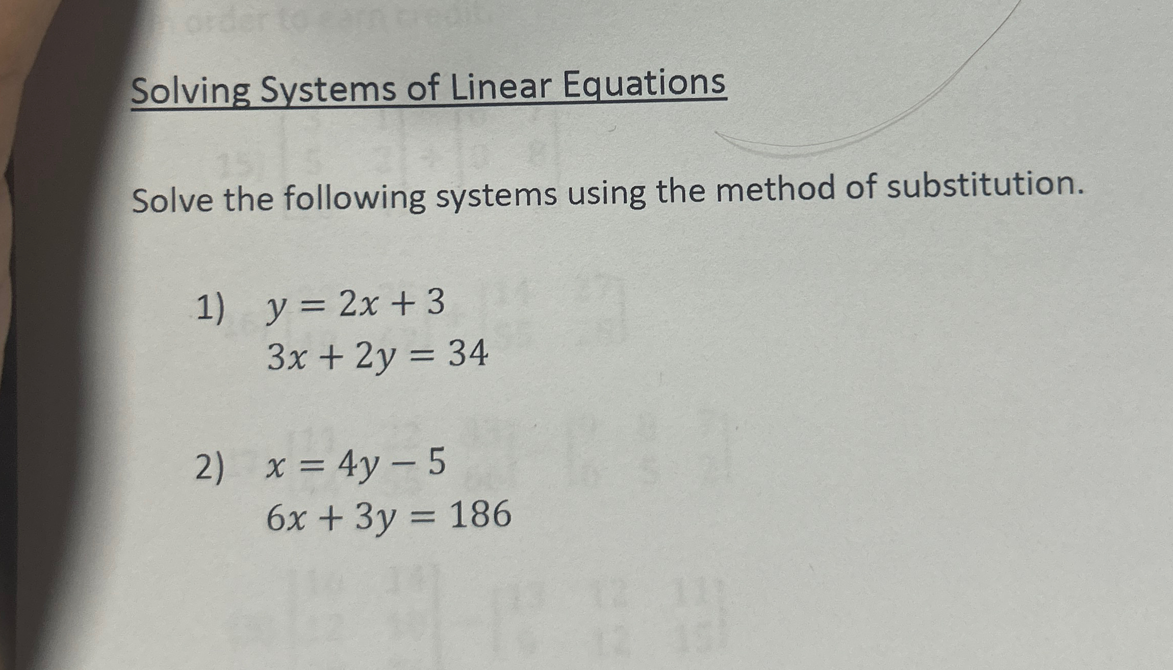 Solved Solving Systems of Linear EquationsSolve the | Chegg.com