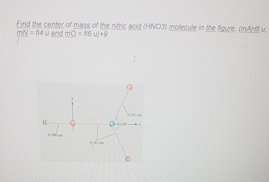 Solved Find the center of mass of the nitric acid (HNO3) | Chegg.com