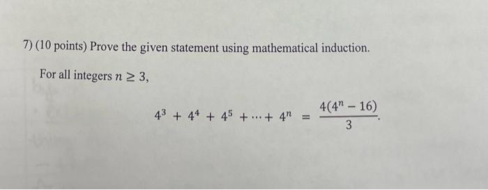 7) (10 points) Prove the given statement using | Chegg.com