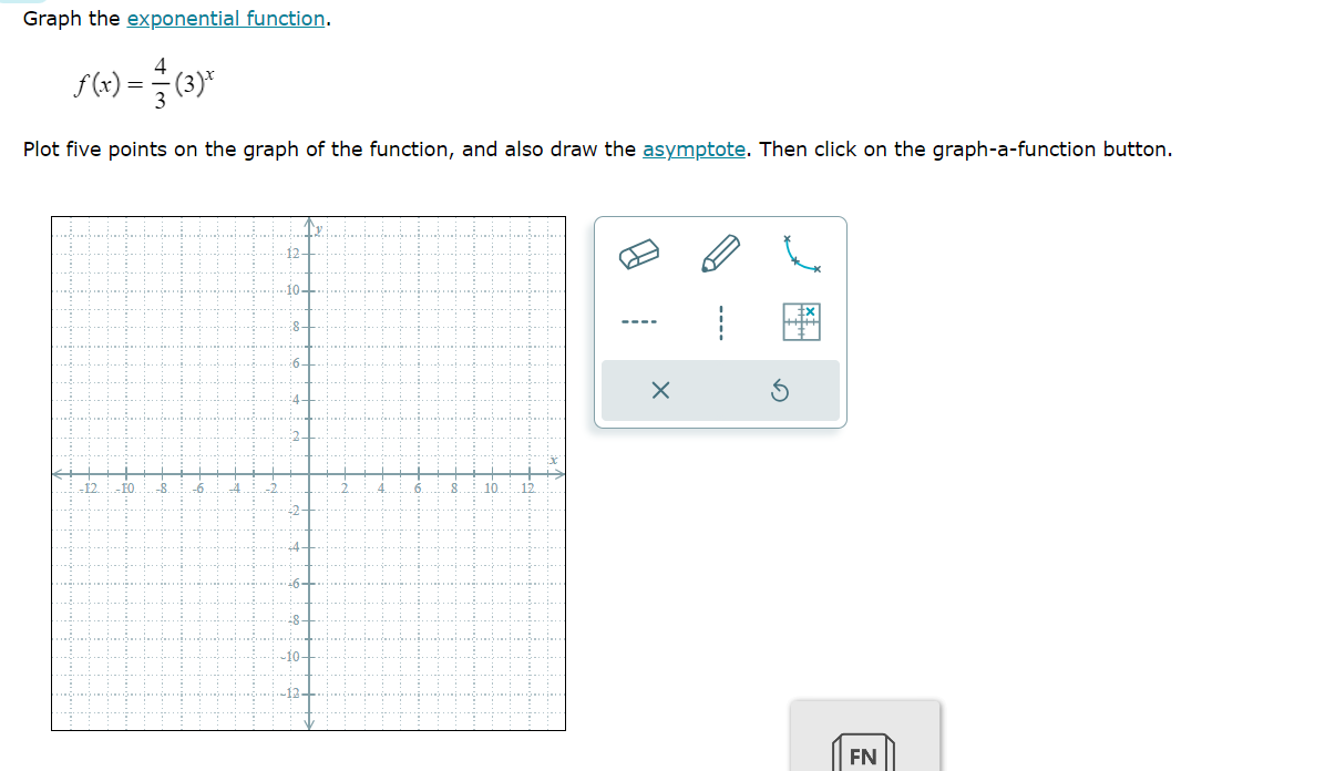 Solved Graph the exponential function.f(x)=43(3)xPlot five | Chegg.com