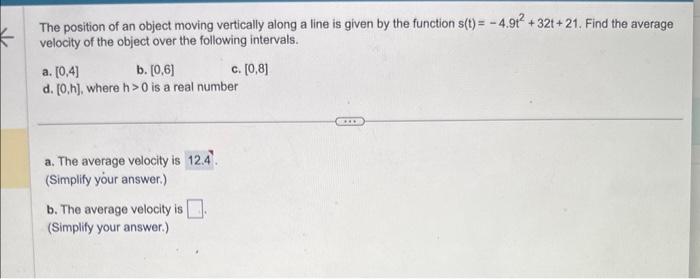 Solved The Position Of An Object Moving Vertically Along A