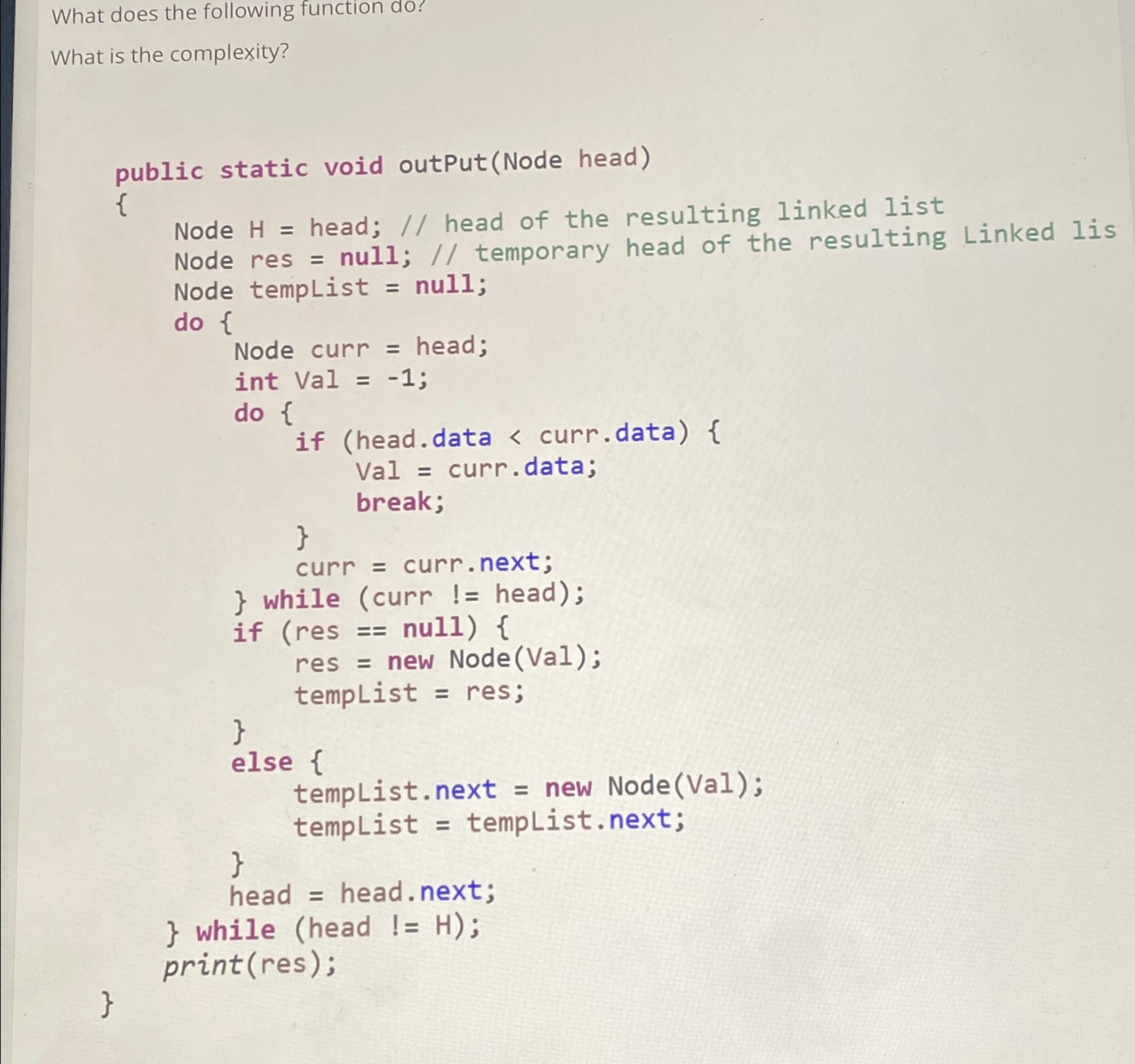 Solved What does the following function do?What is the | Chegg.com