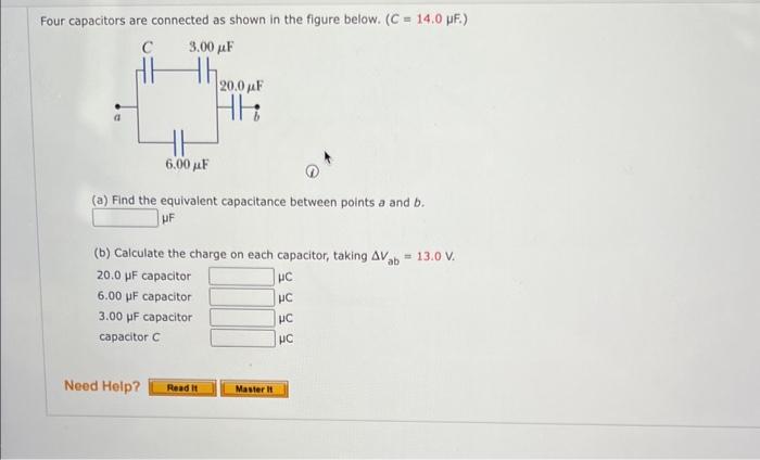 Solved Four capacitors are connected as shown in the figure | Chegg.com