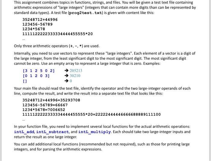 Solved arithmetic expressions of "large integers" (integers | Chegg.com