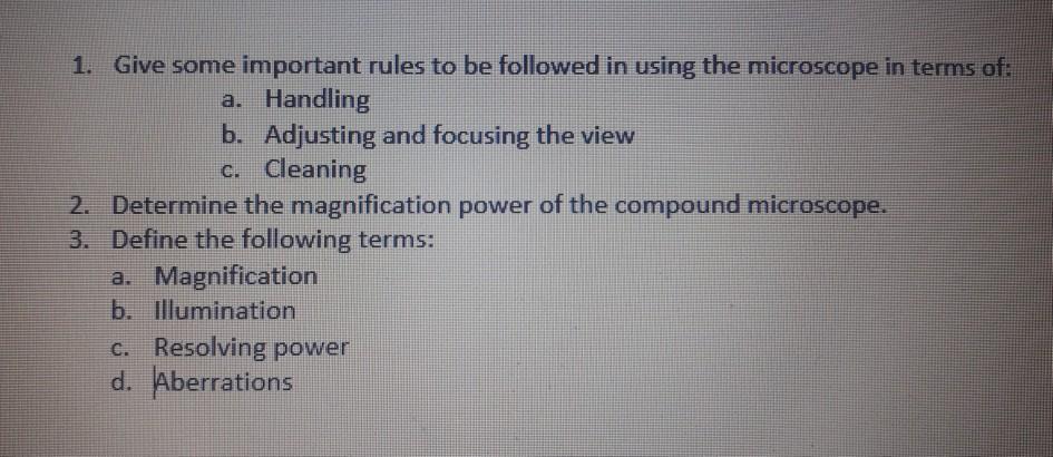 Solved 1. Give some important rules to be followed in using | Chegg.com