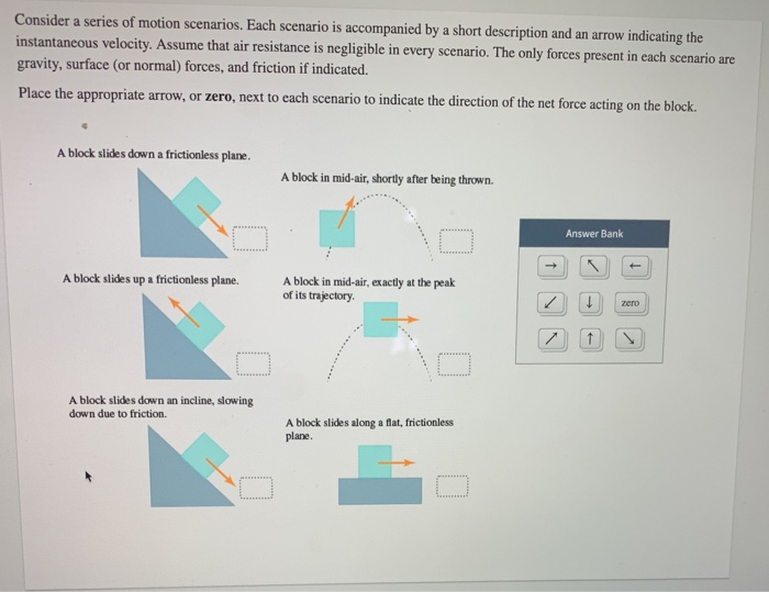 Solved Consider a series of motion scenarios. Each scenario | Chegg.com